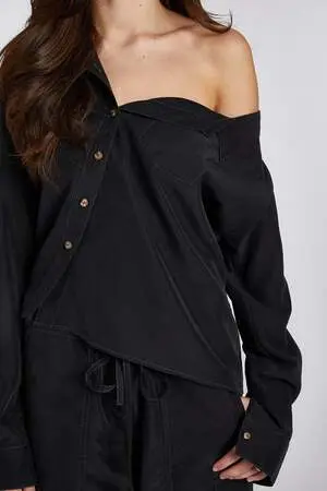 Sab Studio One Shoulder Asymmetric Button Up
