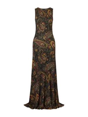 Etro Paisley-print Metallic Ribbed-knit Maxi Dress - Green