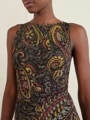 Etro Paisley-print Metallic Ribbed-knit Maxi Dress - Green