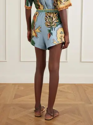 Farm Rio Beaches Path Linen-blend Shorts