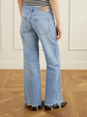 FRAME Gray Low-rise Wide-leg Jeans - Blue