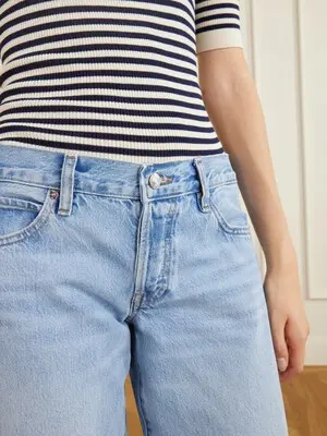 FRAME Gray Low-rise Wide-leg Jeans - Blue