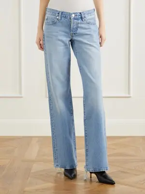 FRAME Gray Low-rise Wide-leg Jeans