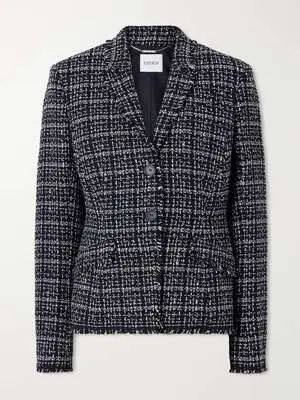 Erdem Fitted Single-breasted Cotton-blend Tweed Blazer - Black