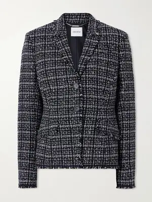 Erdem Fitted Single-breasted Tweed Blazer - Black