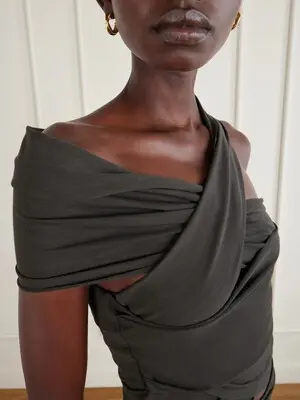 CORTANA Myia Asymmetrical Wool-rich Crepe Blouse