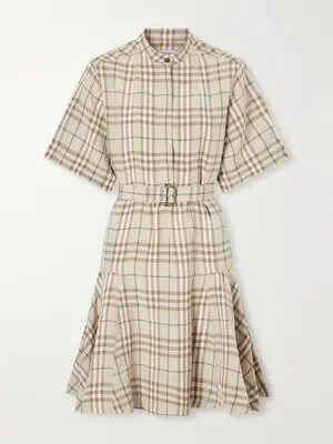 Burberry Checked Woven Mini Dress - Neutrals