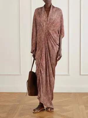 CORTANA Mayu Printed Satin Midi Dress