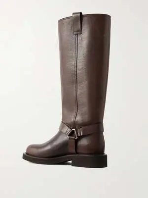 Brunello Cucinelli Bead-embellished Leather Biker Boots