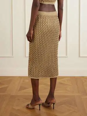 DIOTIMA Spice Bead-embellished Crocheted Cotton-blend Midi Skirt