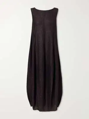 CORTANA Anhelo Crinkled Silk-chiffon Maxi Dress - Black