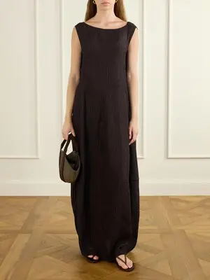 CORTANA Anhelo Crinkled Silk-chiffon Maxi Dress