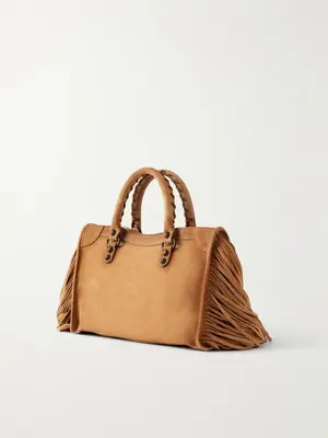 Balenciaga Le City Small Fringed Suede Shoulder Bag
