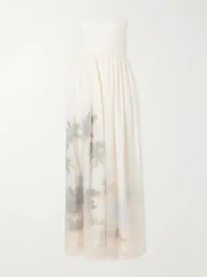 Agua Bendita Tonia Arena Strapless Organza Maxi Dress - Neutrals