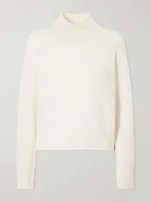 ALLUDE Mock-neck Cashmere Sweater - Cream