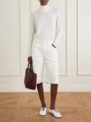ALLUDE Mock Neck Cashmere Sweater