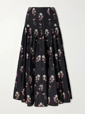 Agua Bendita Embroidered Maxi Skirt - Black