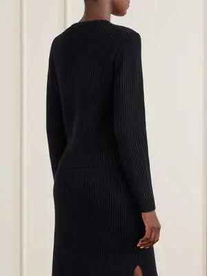 ALLUDE Wool And Cashmere-blend Ribbed Cardigan