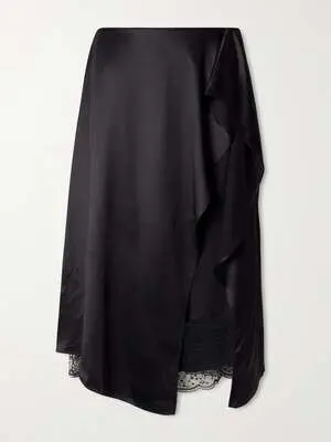 Acne Studios Ruffled Satin Midi Skirt