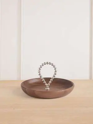 Christofle Perles Silver-plated And Wood Bowl - Light Brown