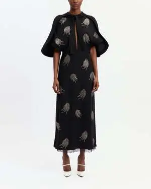 16Arlington Della Midi Dress With Feather Crystal Appliqu