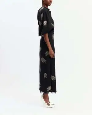 16Arlington Della Midi Dress With Feather Crystal Appliqu