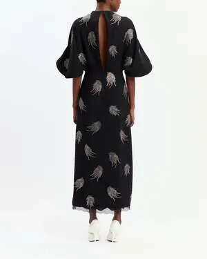 16Arlington Della Midi Dress With Feather Crystal Appliqu