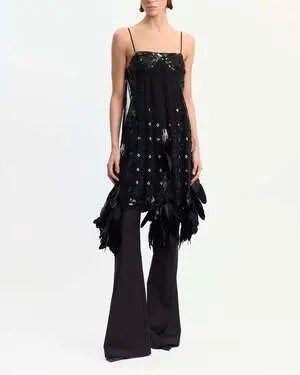 16Arlington Loa Midi Dress With Sequins And Feathers