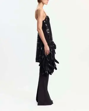16Arlington Loa Midi Dress With Sequins And Feathers