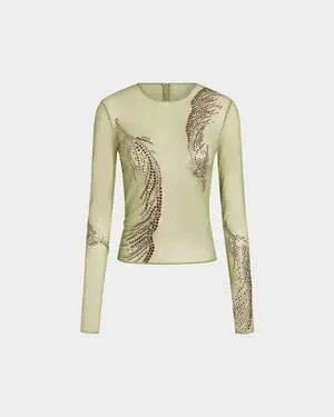 16Arlington Darwin Top With Crystal Appliqu - Green