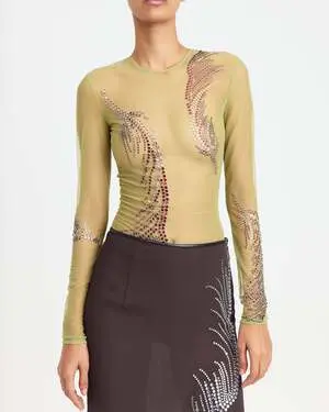 16Arlington Darwin Top With Crystal Appliqu - Green