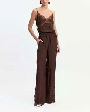 16Arlington Clio Lace-trimmed Satin Camisole - Chocolate