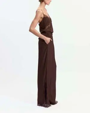16Arlington Clio Lace-trimmed Satin Camisole - Chocolate