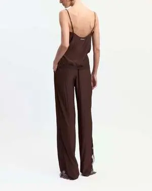 16Arlington Clio Lace-trimmed Satin Camisole - Chocolate