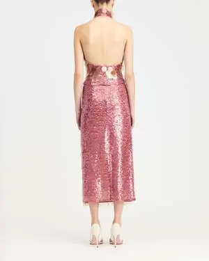 16Arlington Ula Sequin Halter Neck Top - Pink