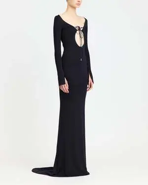 16Arlington Solaris Gown Jersey Maxi Dress With Plunge And Lace-up Detail