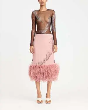 16Arlington Darwin Sheer Crystal Appliqué Top - Brown