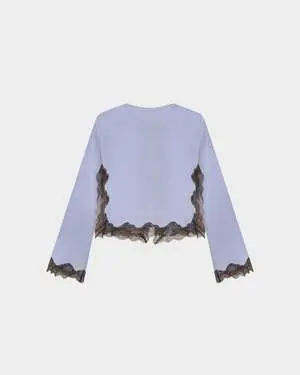 16Arlington Filipa Cardigan With Lace Trim - Pale Lilac
