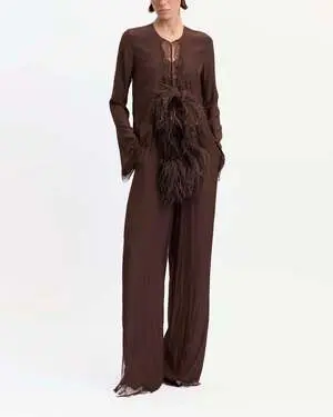 16Arlington Ricci Wide-leg Trousers With Lace Hem