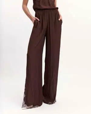 16Arlington Ricci Wide-leg Trousers With Lace Hem