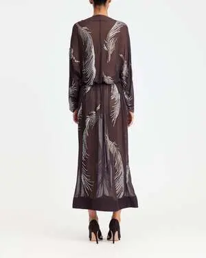 16Arlington Silas Midi Dress With Feather Crystal Embellishments