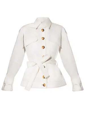 TIA DORRAINE Oversized Belted Trench Jacket - White