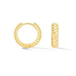 DOWER & HALL Medium Twist Huggie Hoops - Gold