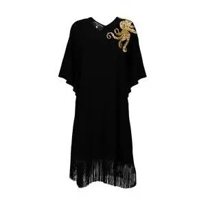 HOUSE OF LAINES LONDON Embellished Fringed Kaftan - Black/gold