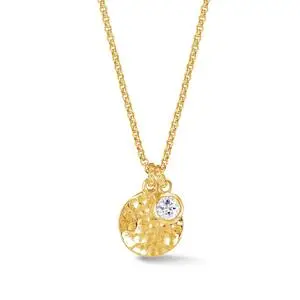DOWER & HALL Hammered Disc & White Topaz Array Pendant - Gold