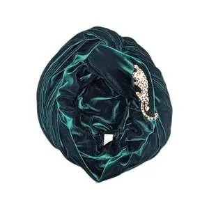 JULIA CLANCEY Classic Madam Forest Leopardita Turban - Green