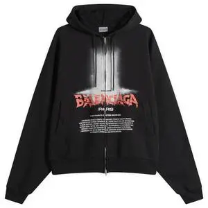 Balenciaga Oversized Zip-up Hoodie - Black