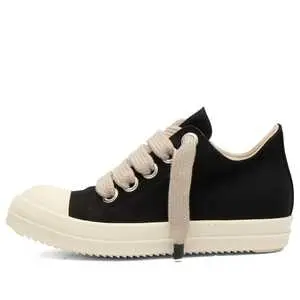 Rick Owens Denim Jumbolace Low Sneaks - Black/milk/milk