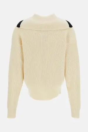 Barena Venezia Half-zip Ribbed Merino Wool Sweater - Bianco