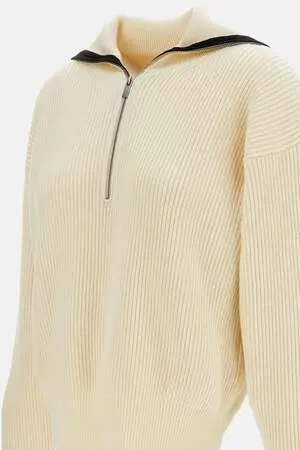 Barena Venezia Half-zip Ribbed Merino Wool Sweater - Bianco